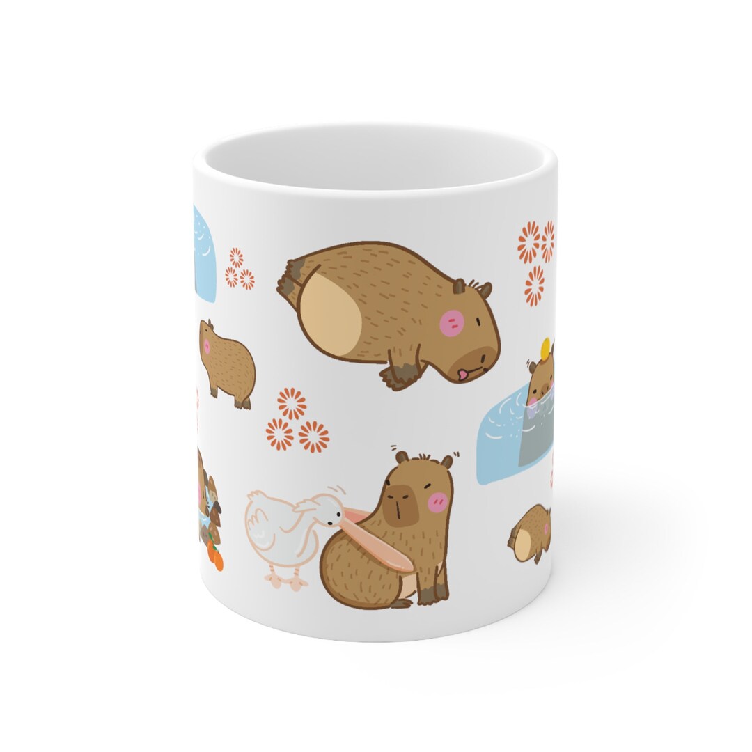 Capybara Mug, Cute Capybara Gift, Capybara Drinkwear, Accented Mug ...