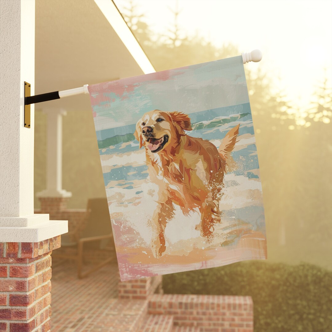 Golden Retriever Beach Summer Yard Flag, Midcentury Modern Decor ...
