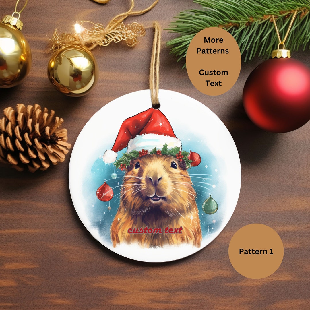 Custom Capybara Wearing Christmas Hat Ornament Gift to Capybara Lover ...