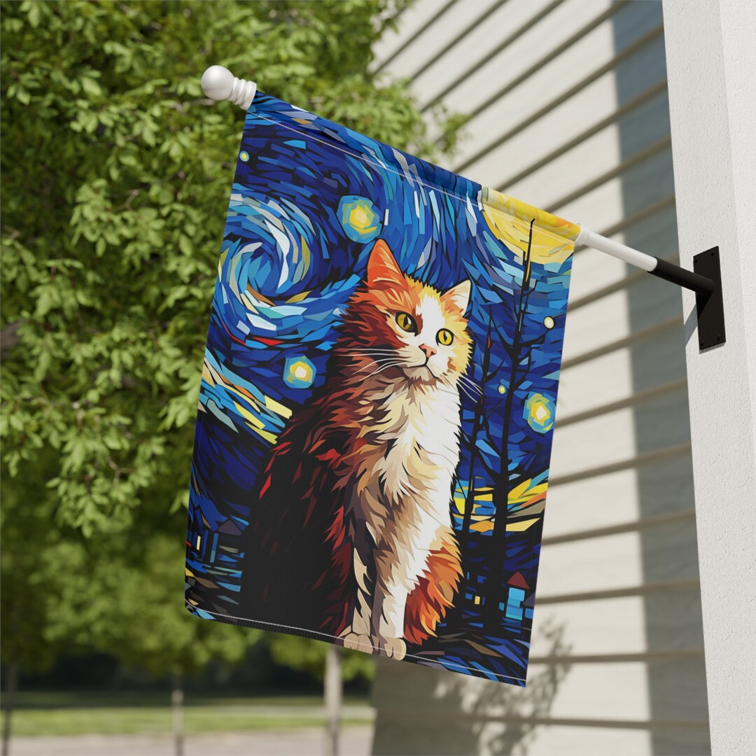 Ragdoll Cat House Flag, Custom Starry Night Cat Garden Flag, Long Hair ...