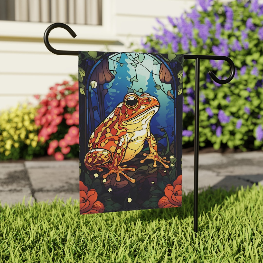 Cottagecore Toad Yard Flag, Critter Lover Gothic Decor, Frog Stained ...
