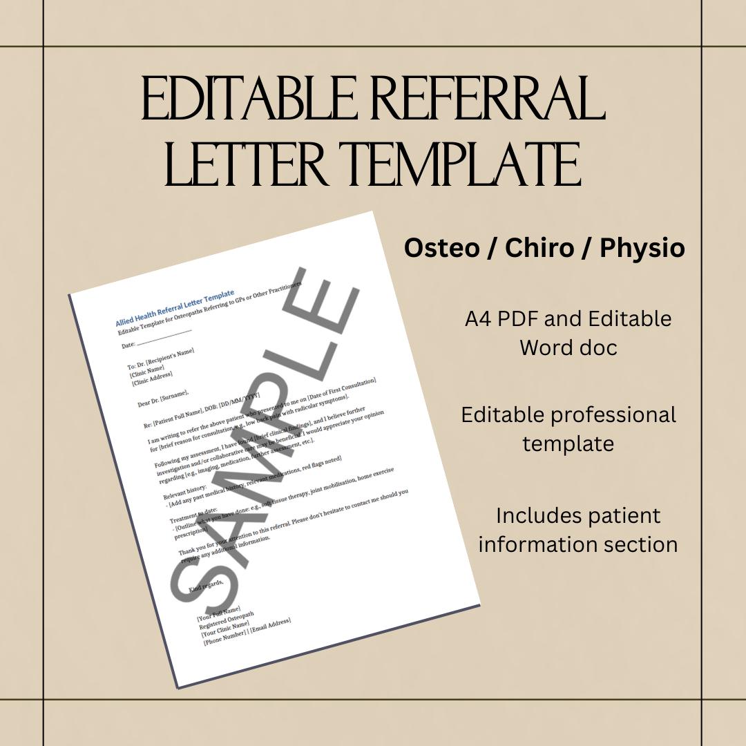 Editable Referral Letter Template for Allied Health Practitioners ...
