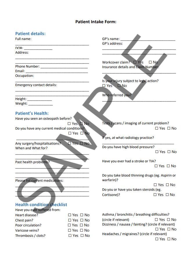 Editable Patient Intake & Consent Form – Allied Health Template - Etsy