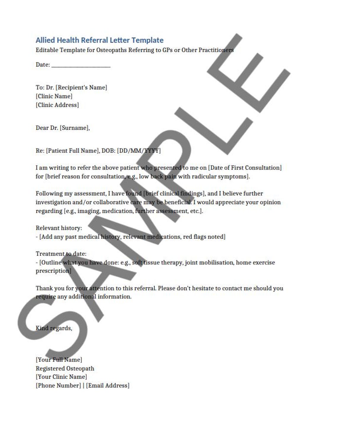 Editable Referral Letter Template for Allied Health Practitioners ...