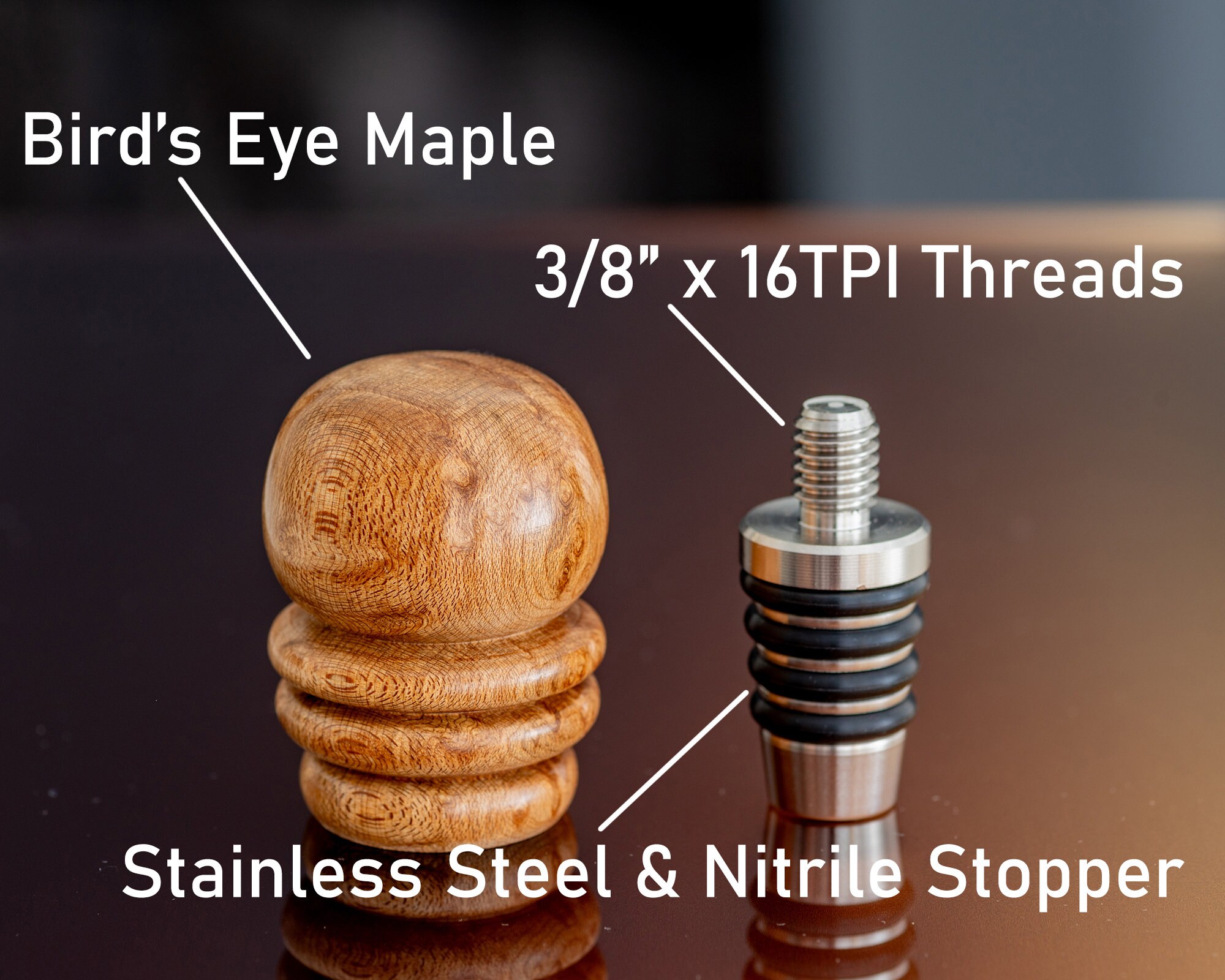 Hand-turned Wooden Bottle Stopper Bird's Eye Maple Premium Fda-grade ...
