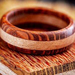Hand Turned Wooden Ring - Laminated Leopardwood & Curly Maple - High ...
