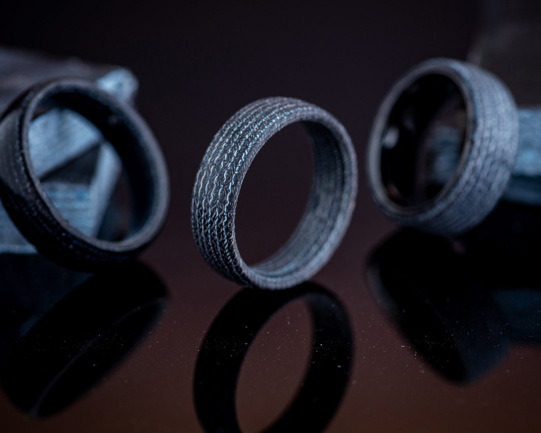 Micarta Ring Handmade bruise Black & Blue Home Made Denim Micarta ...