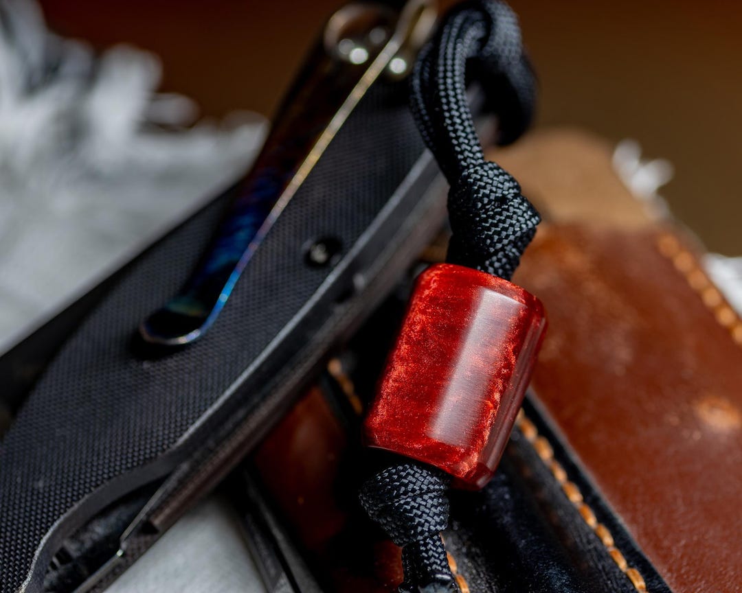 EDC Lanyard Bead - Hand Turned Extra-large "red Russet" Inlace ...