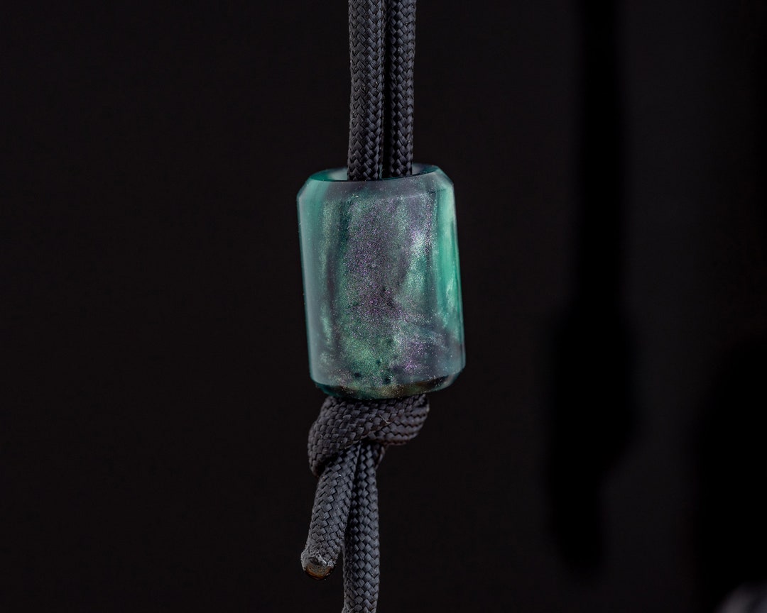 EDC Lanyard Bead Hand Turned Extra-large jade & Purple Color Shift ...