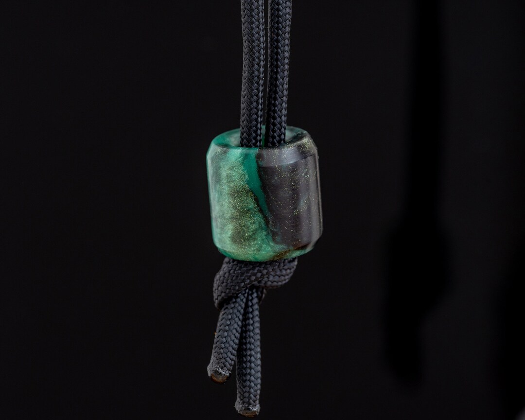EDC Lanyard Bead - Hand Turned Extra-large "jade" & Gold Color Shift ...