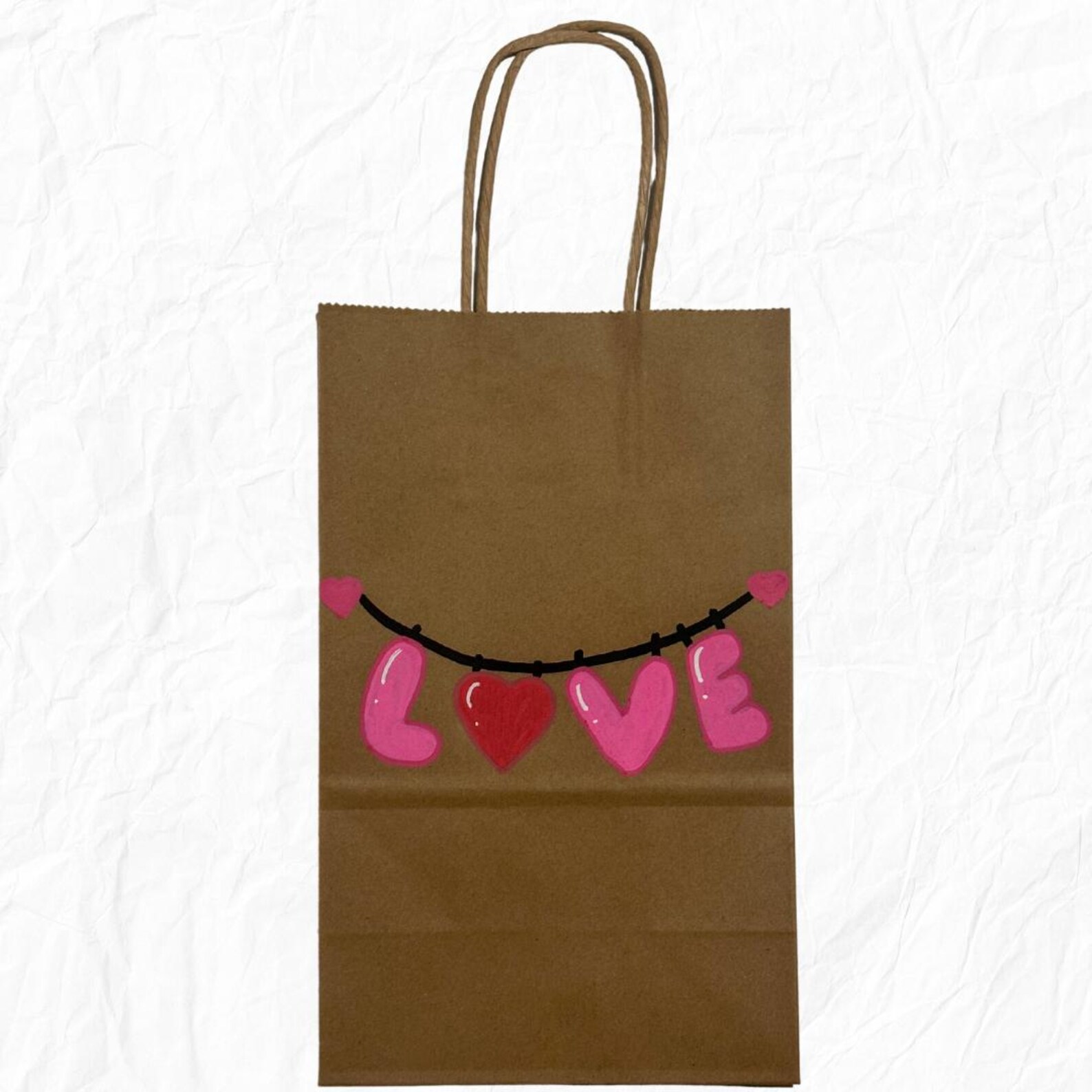 Love String Valentine's Day Custom, Hand Painted Gift Bag Holiday Gift ...