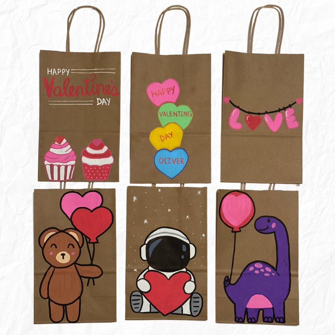 Love String Valentine's Day Custom, Hand Painted Gift Bag Holiday Gift ...