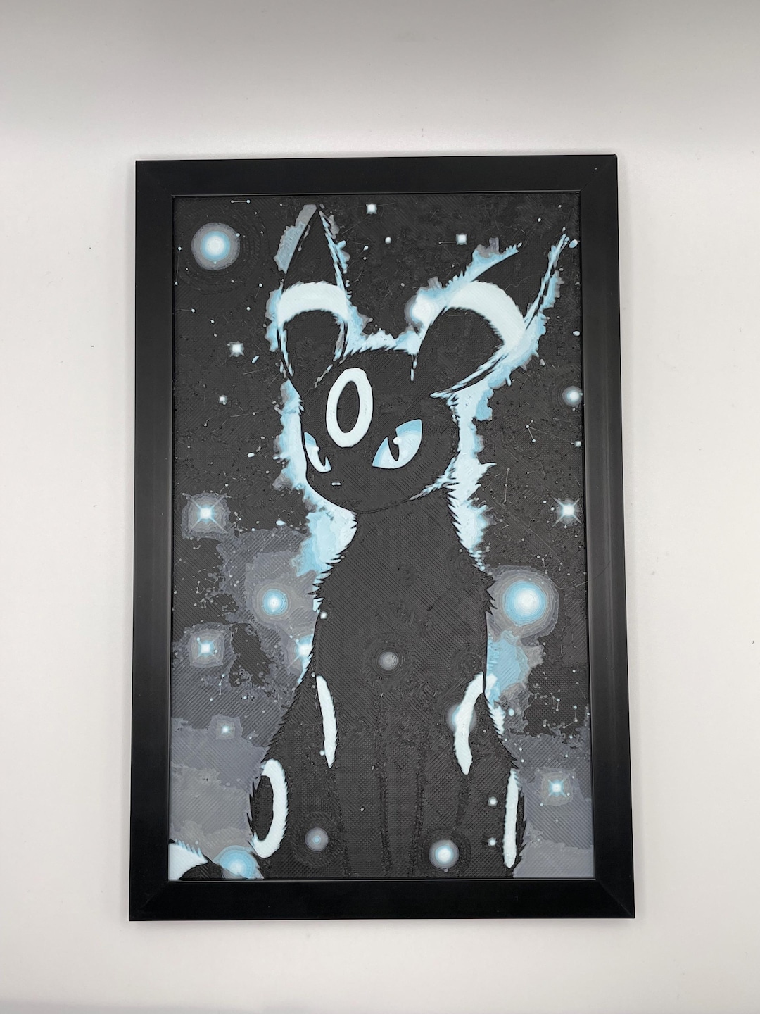 Umbreon Shiny "moonbreon" Pokemon 3D Print 8"x5" Hueforge Textured Wall ...