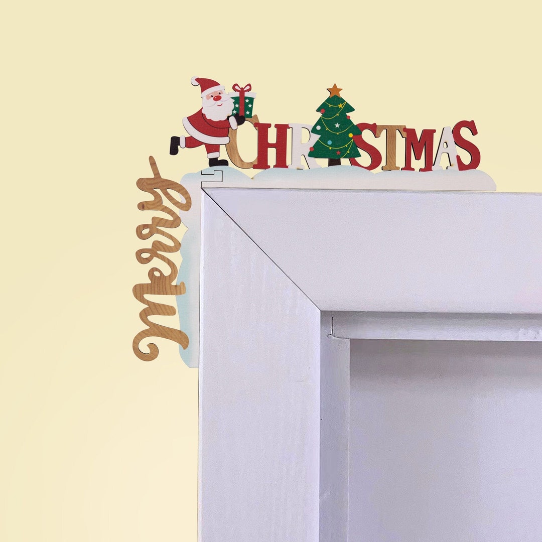 Merry Christmas Sign, Christmas Tree Santa Door Corner Decor, Christmas ...