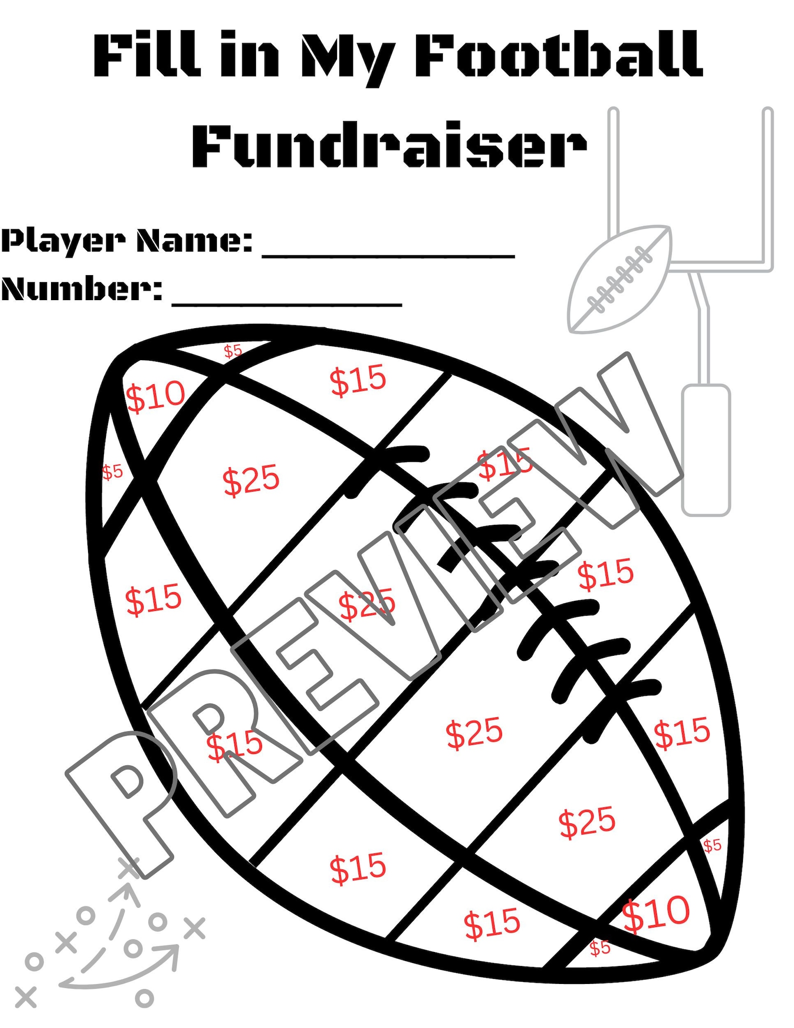 Fill in My Football Fundraiser - Etsy
