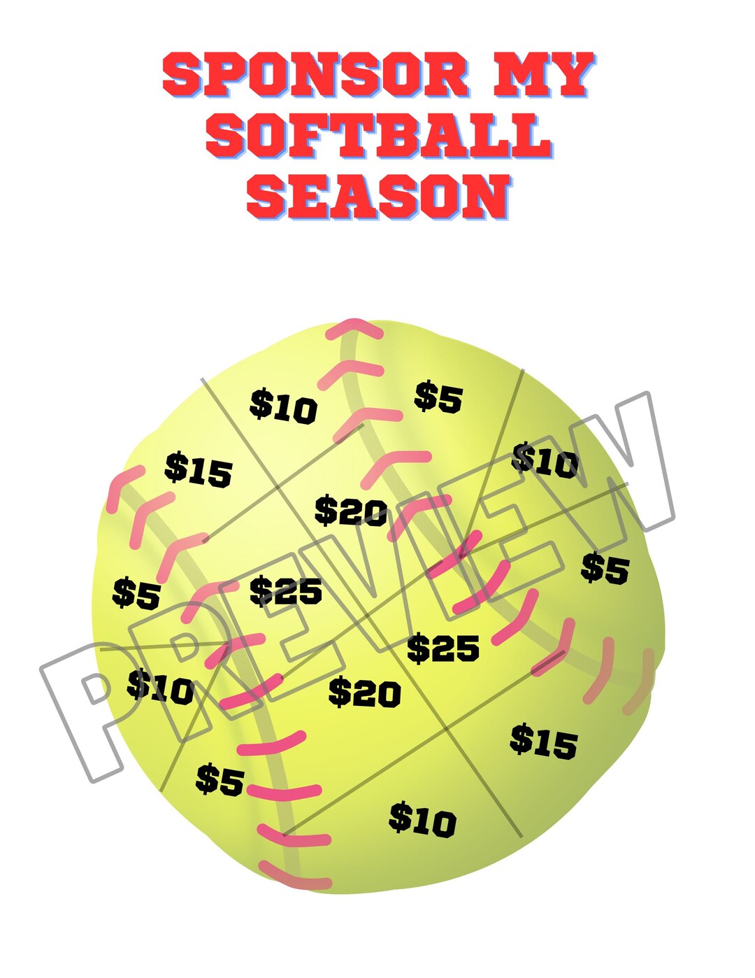 Fill in the Softball Fundraiser - Etsy