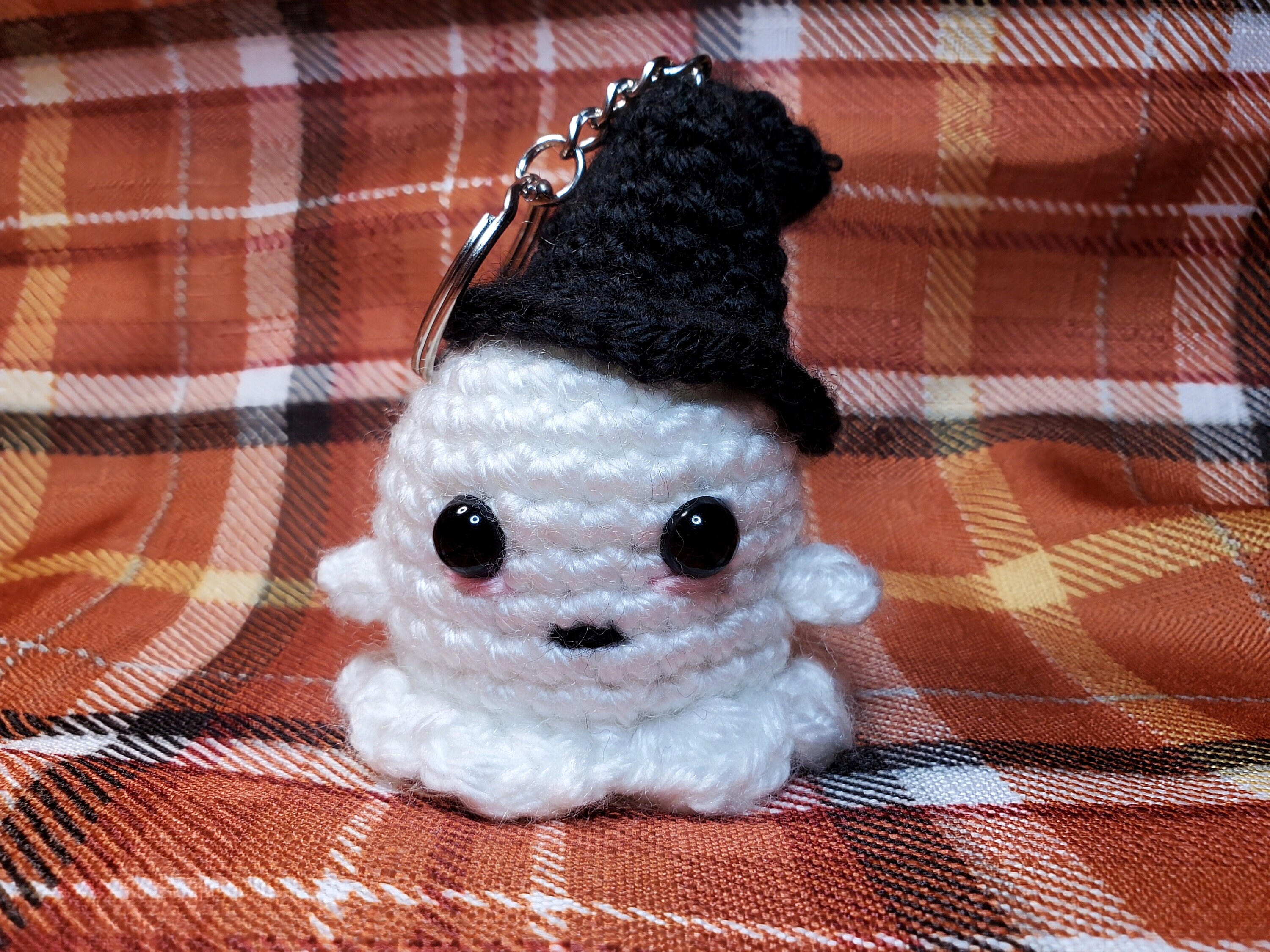 Ghost Witch Hat Keychain Crochet Pattern DIY Handmade Ghost Keychain ...