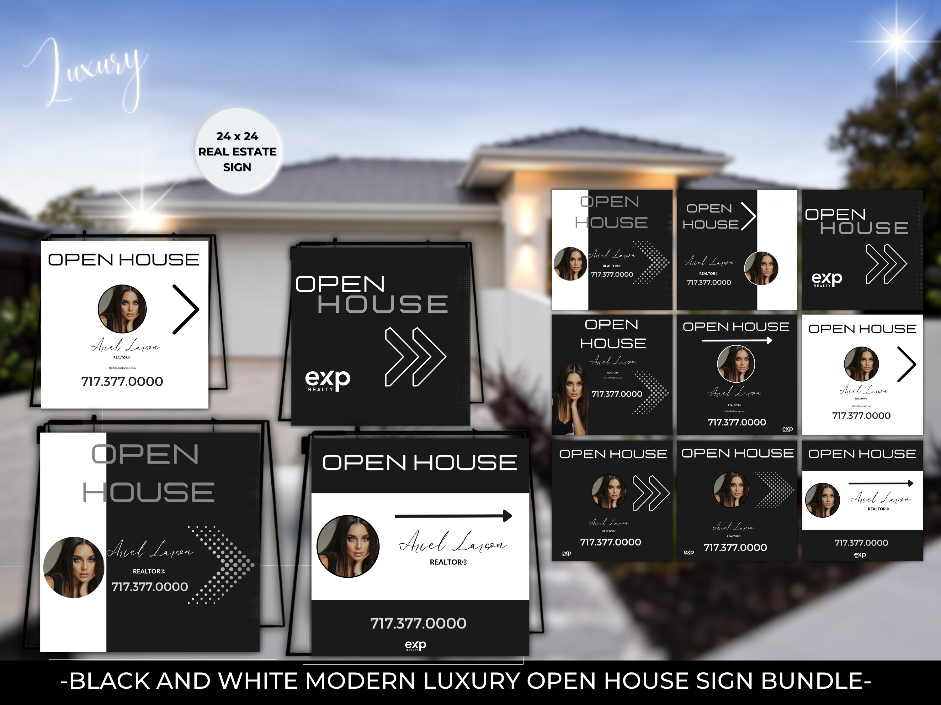 Luxury Realtor Open House Yard Sign Editable Canva Template Bundle Real ...
