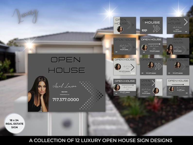 Moder Luxury Open House Sign Yard Sign Bundle Realtor Open House Canva ...