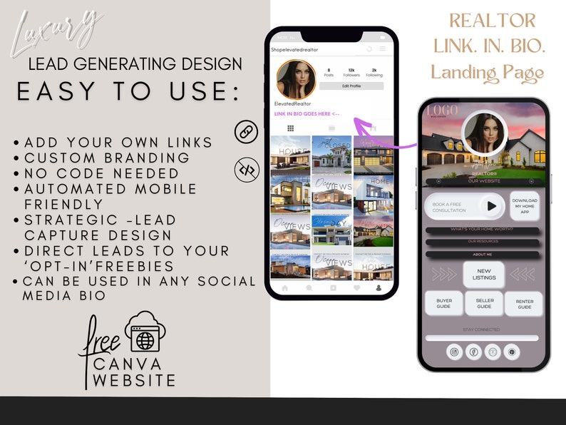 Realtor Link in Bio Social Media Linktree Template Real Estate Bio ...
