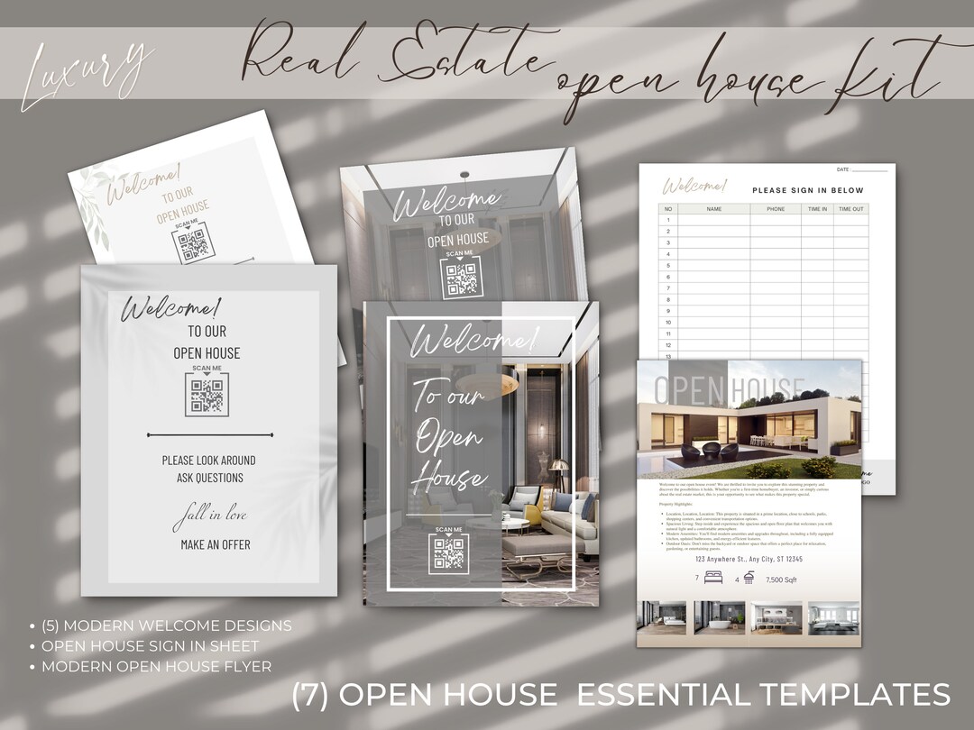 Real Estate Welcome Open House QR Code Template Sign in Sheet Editable ...