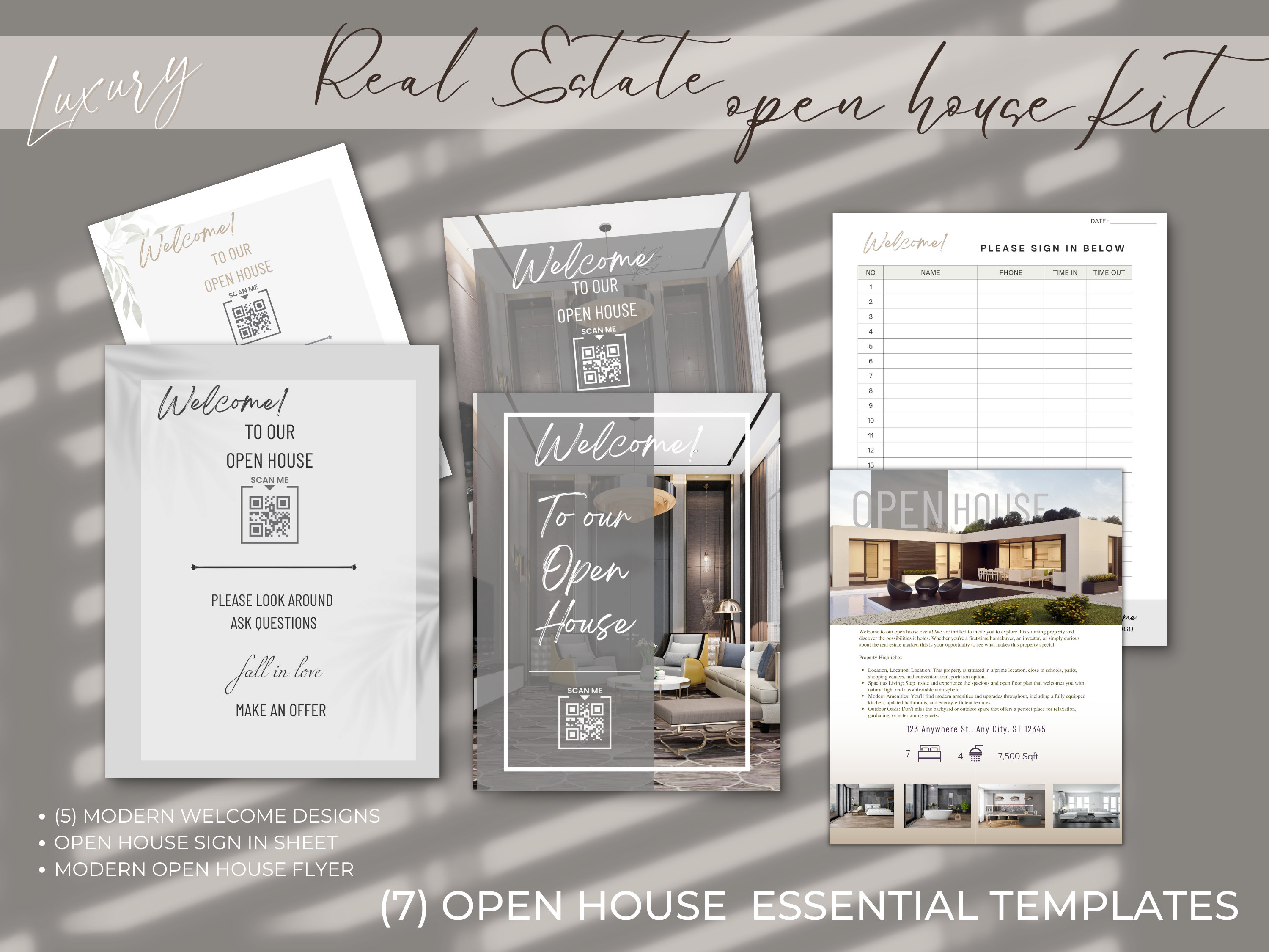 Luxury Realtor Open House Welcome Sign Bundle Open House Sign in Sheet ...