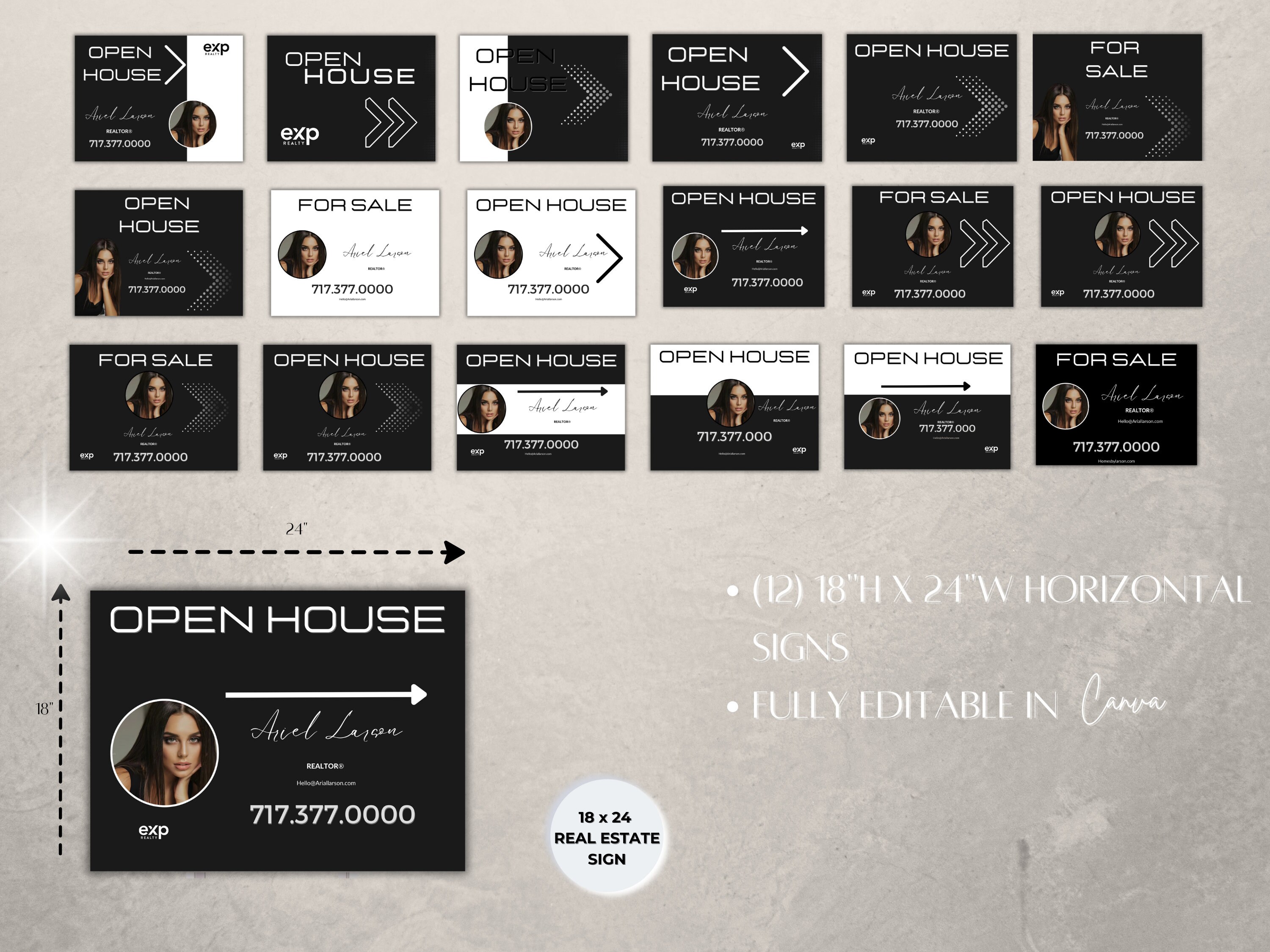 Real Estate Luxury Listing Yard Sign Bundle Open House for Sale Canva ...