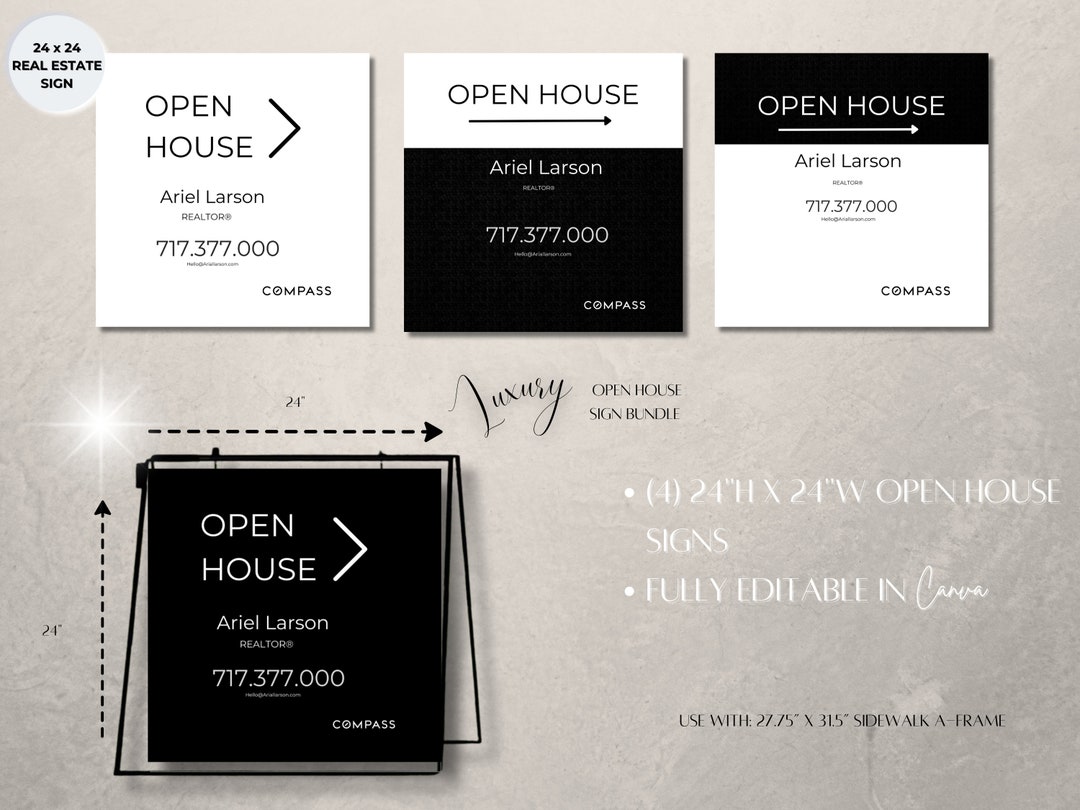 Luxury Open House Sign Canva Templates Real Estate Luxury Open House ...