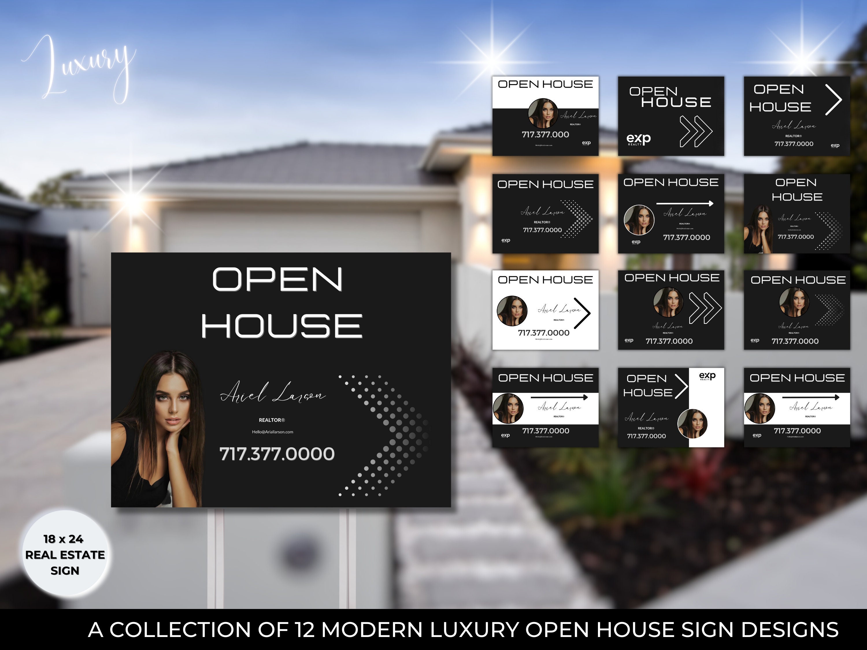 Luxury Realtor Open House Yard Sign Editable Canva Template Bundle Real ...