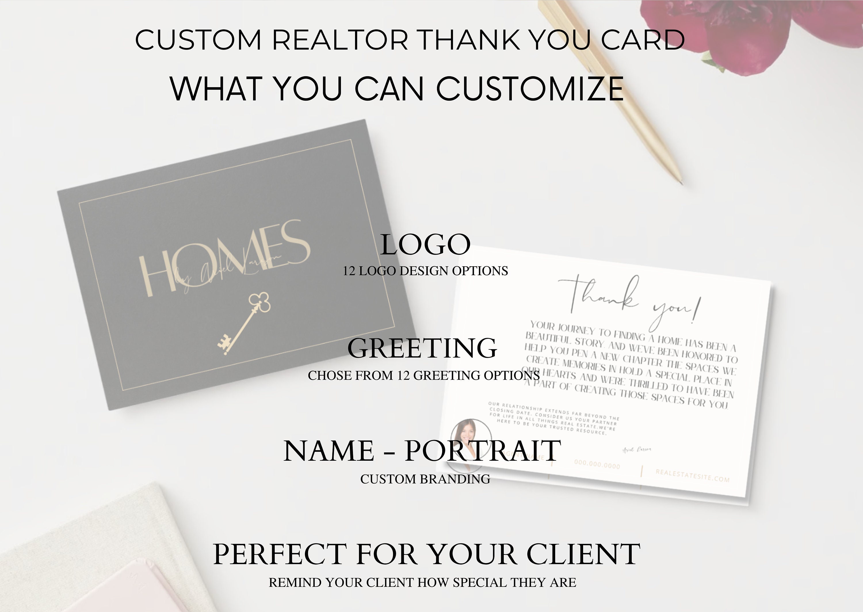 Realtor Thank You Card Set of 10/bundle Two-sided Print Thank - Etsy