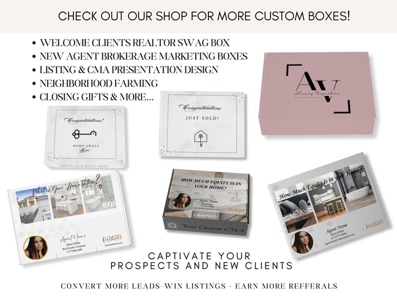 Realtor Custom Designed Marketing Boxes Set of 25 Custom Made Swag ...