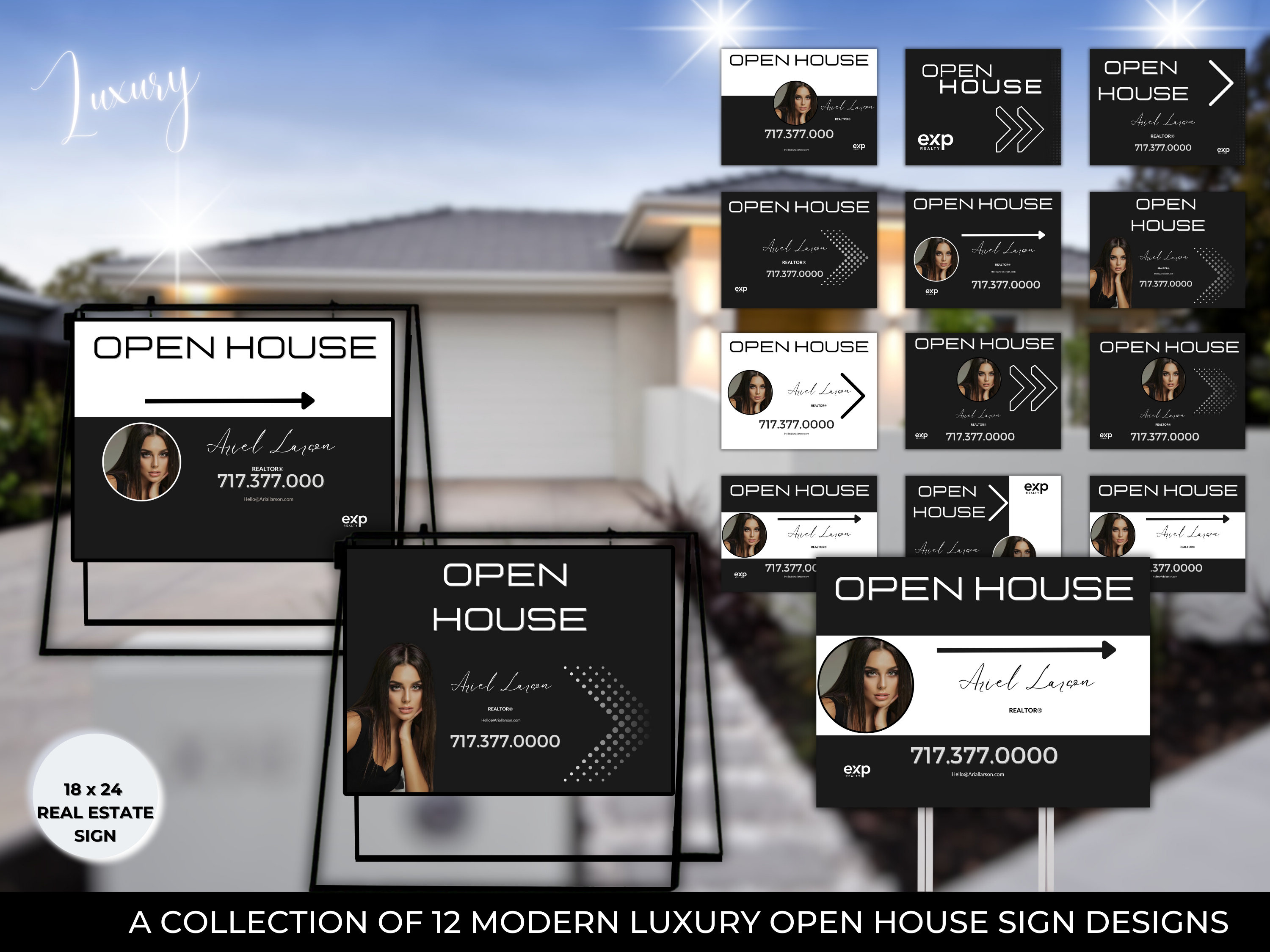 Modern Luxury Open House Yard Sign Bundle Open House Canva Templates ...