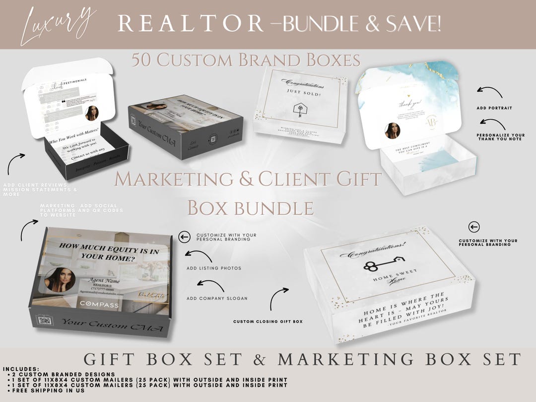 Custom Luxury Realtor Marketing Box Bundle - Branded Real Estate Client ...