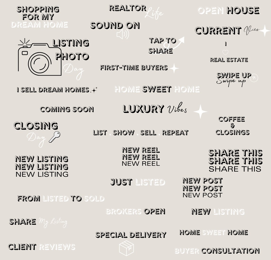 Instagram Realtor Sticker Bundle Gifs Real Estate Digital Instagram ...