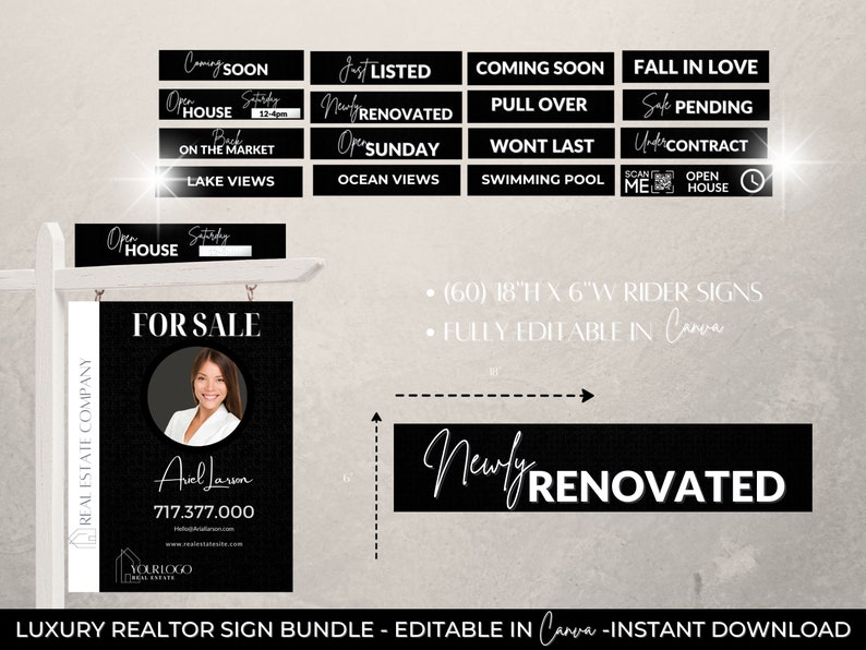 Real Estate Yard Sign Template, for Sale Sign, Luxury Property Sign ...