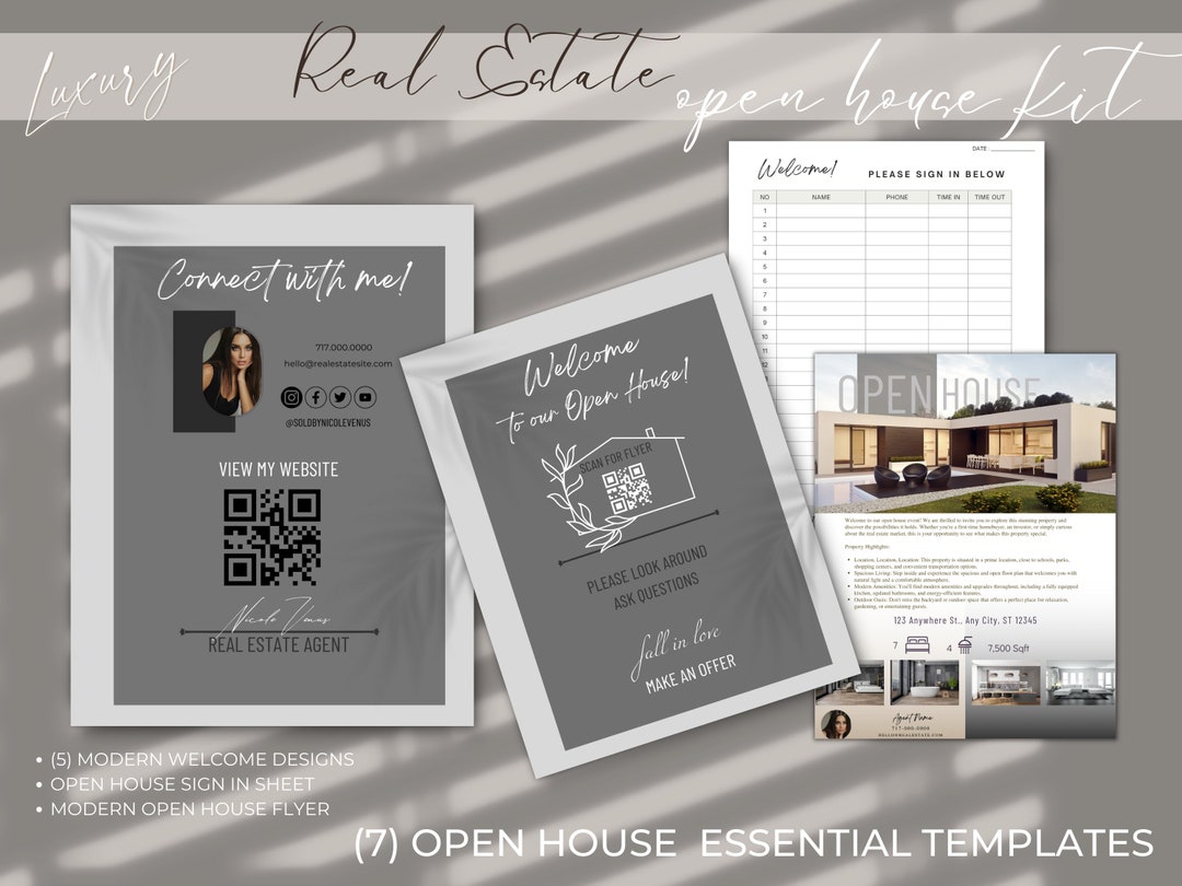 Welcome Sign for Open House Kit Open House Scan QR Code Editable ...