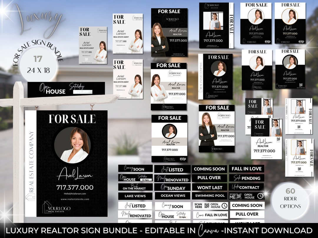 Real Estate Yard Sign Template, for Sale Sign, Luxury Property Sign ...