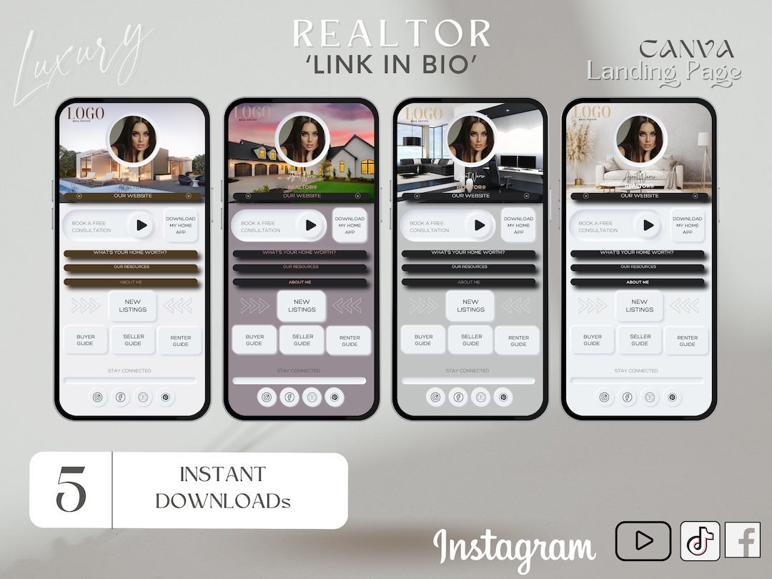 Realtor Link in Bio Social Media Linktree Template Real Estate Bio ...