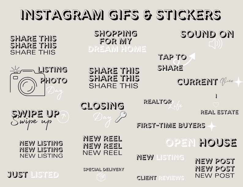 Instagram Realtor Sticker Bundle Gifs Real Estate Digital Instagram ...