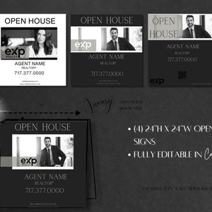 Modern Luxury Open House Yard Sign Bundle Realtor Open House Sign Open ...
