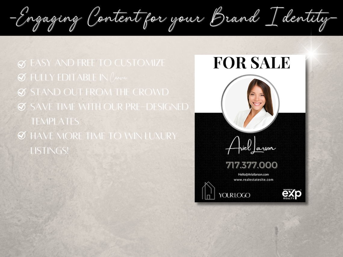 Real Estate Yard Sign Template, for Sale Sign, Luxury Property Sign ...
