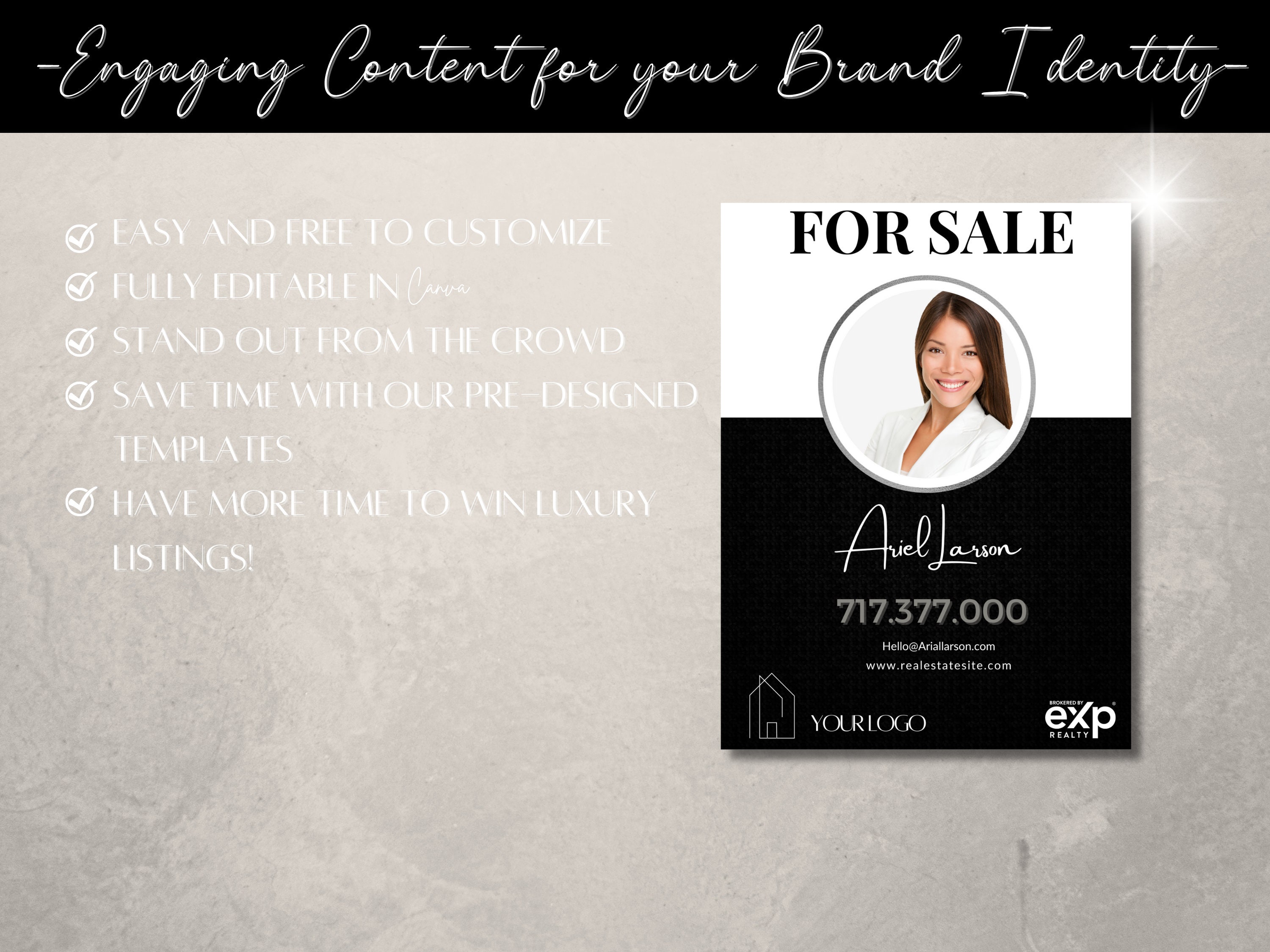 Real Estate Yard Sign Template, for Sale Sign, Luxury Property Sign ...