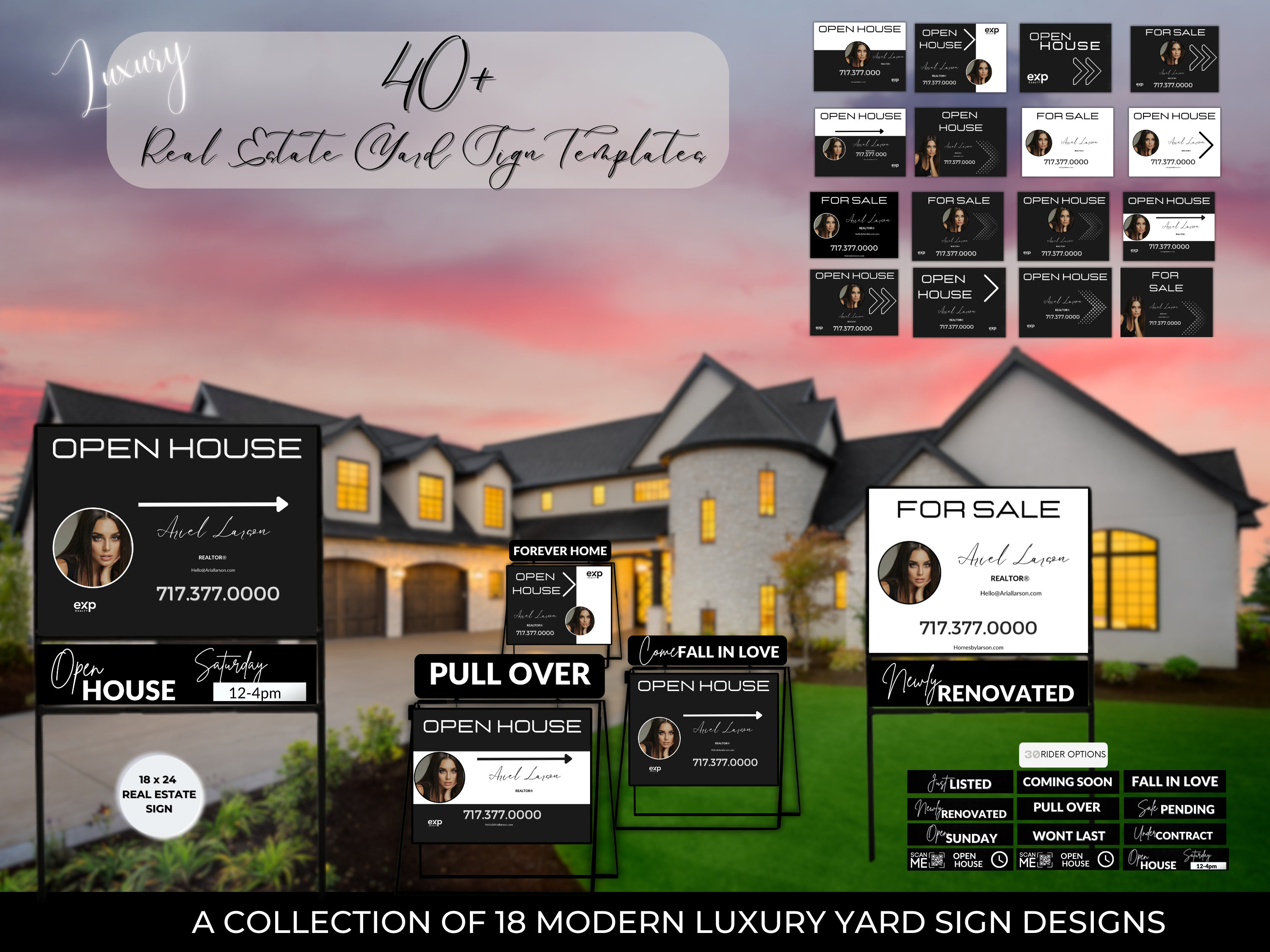 Real Estate Luxury Listing Yard Sign Bundle Open House for Sale Canva ...
