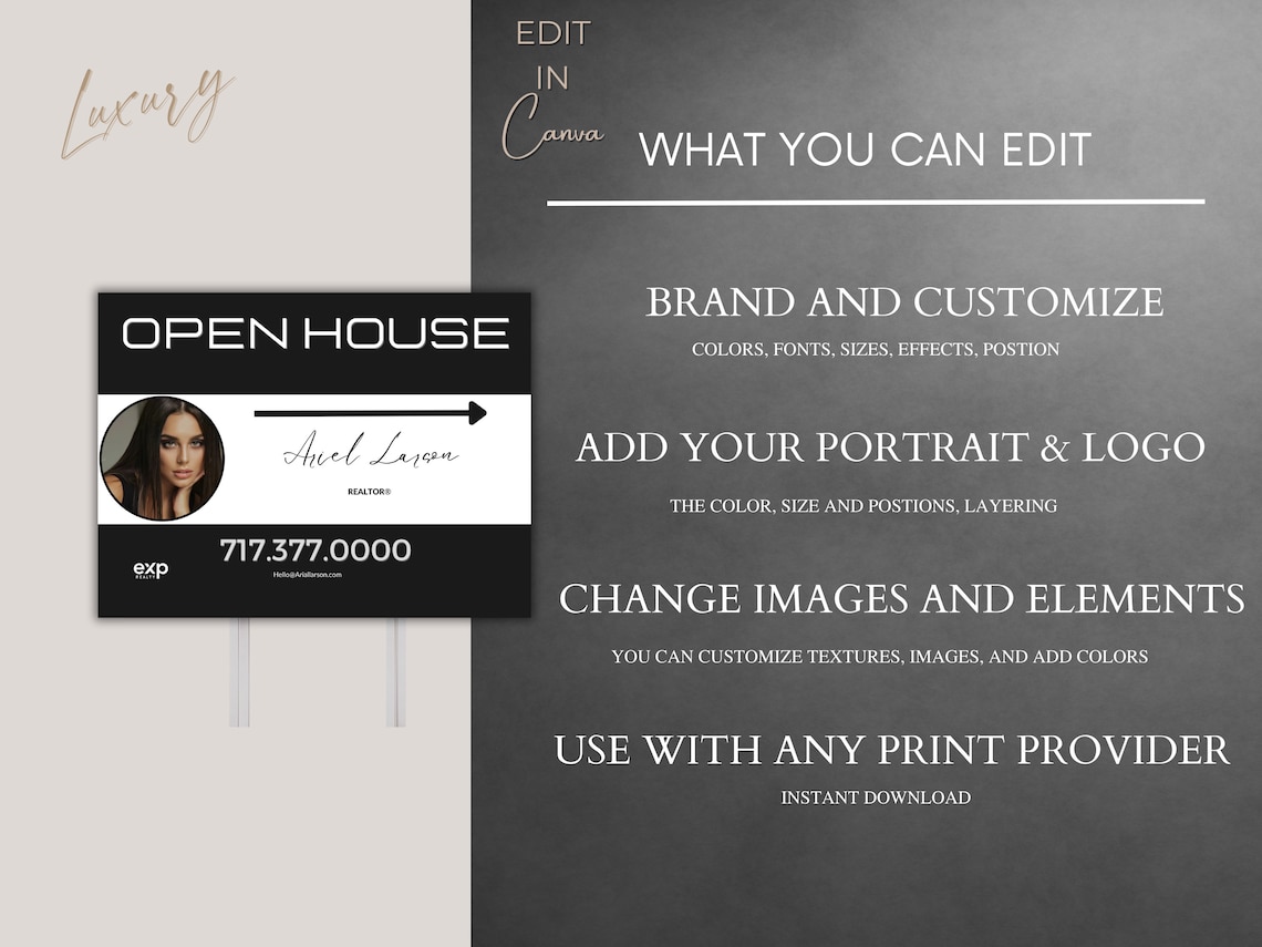 Modern Luxury Open House Yard Sign Bundle Open House Canva - Etsy