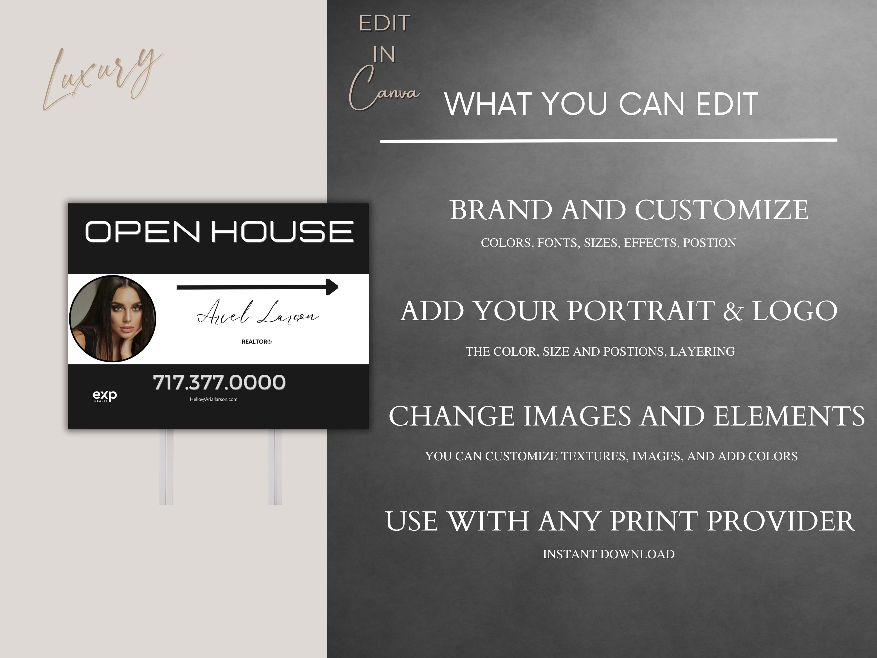 Modern Luxury Open House Yard Sign Bundle Open House Canva - Etsy