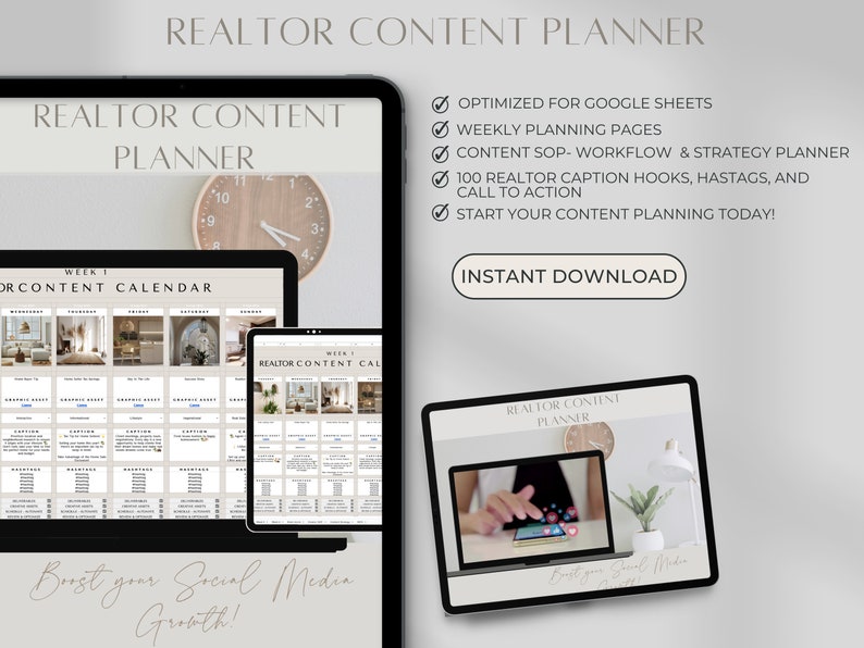 Realtor Content Creator All in One Google Sheets Planner Weekly Content ...