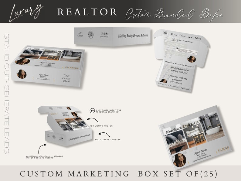Real Estate Agent Marketing, Set of 25 Custom Made Presentation Boxes ...