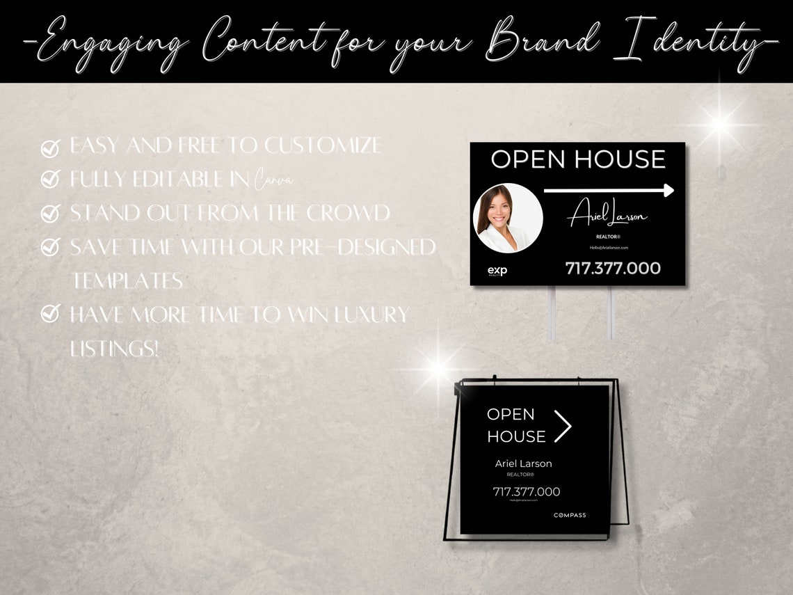 Luxury Open House Sign Canva Templates Real Estate Luxury Open House ...
