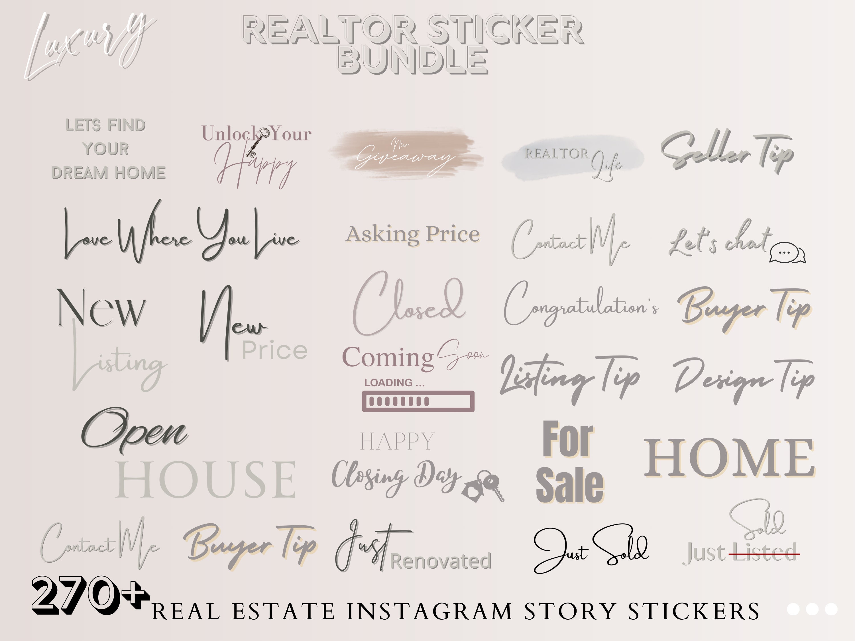 Real Estate Instagram Story Sticker Bundle Real Estate Social Media ...