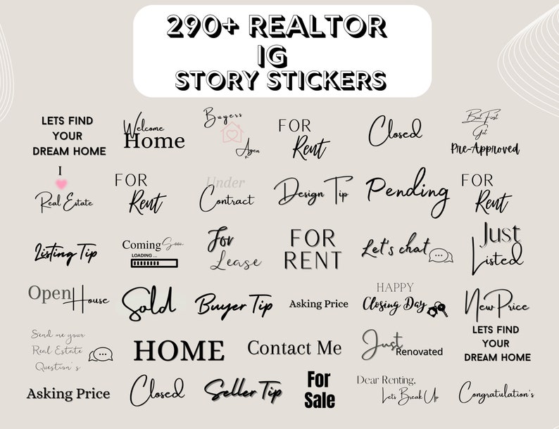 Realtor Instagram Story Stickers, Real Estate Marketing (PNG Files) - Etsy